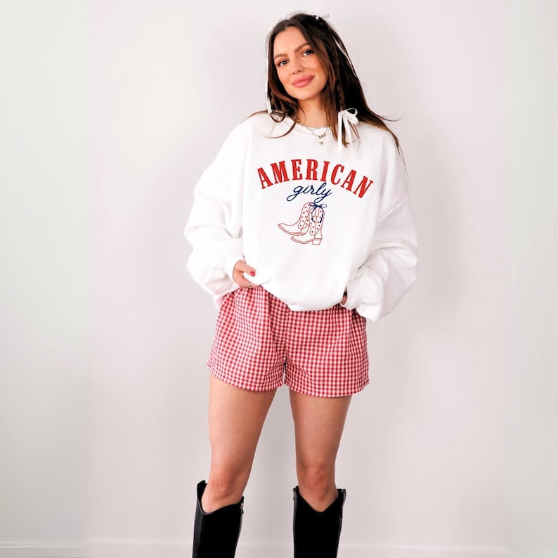 Coquette American Girly Sweatshirt 4th of July Crewneck Coquette Bow ...