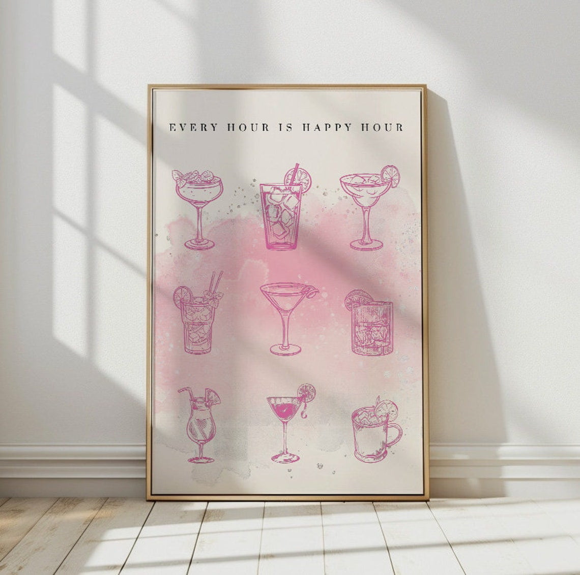 Coquette Bar Art Print Pink Cocktails Wall Decor Poster Decor, Unframed ...