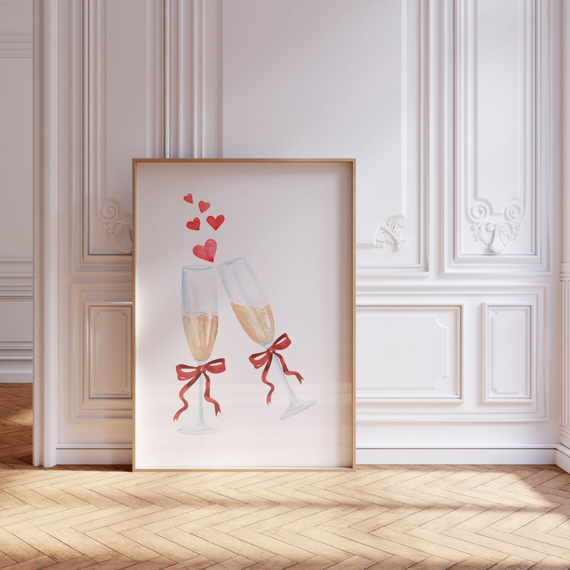 Coquette Bar Cart Art, Vintage Champagne Print Home Decor #573 ...
