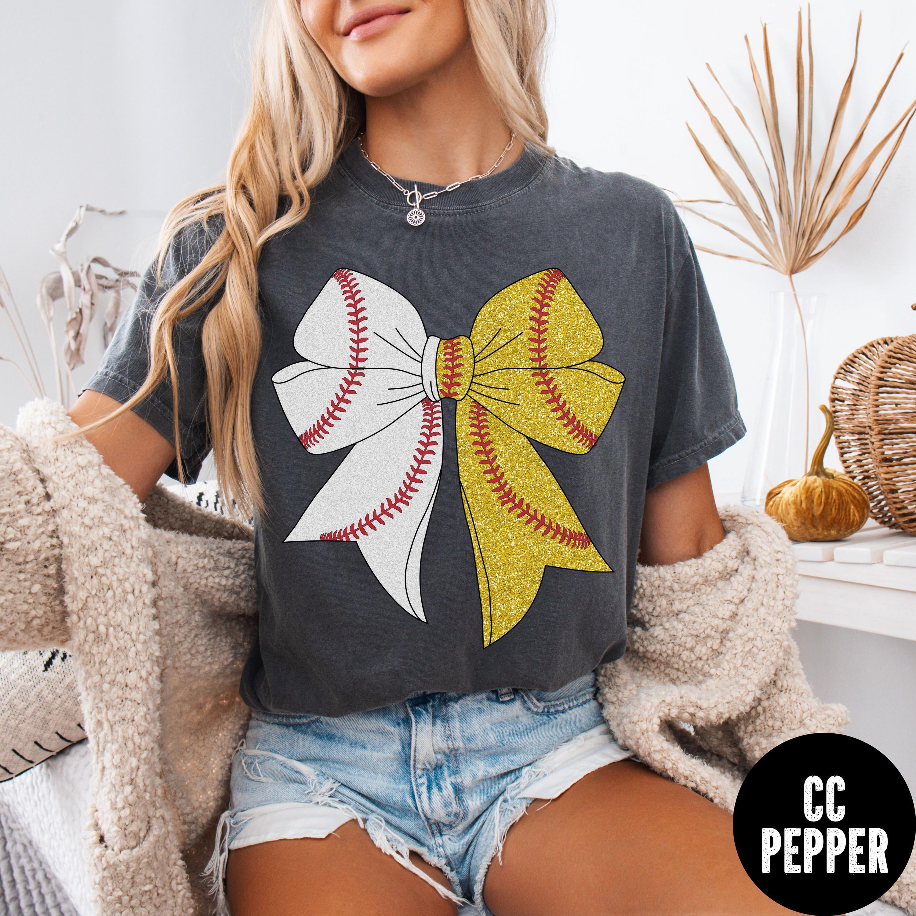 Coquette Baseball Softball Mom Shirt, Faux Glitter Softball Baseball ...