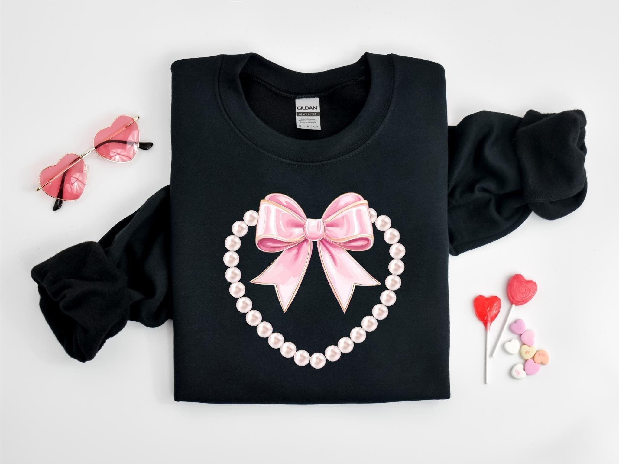 Coquette Beads Valentines Day Heart Bow T-Shirt, Retro Valentine Shirt ...