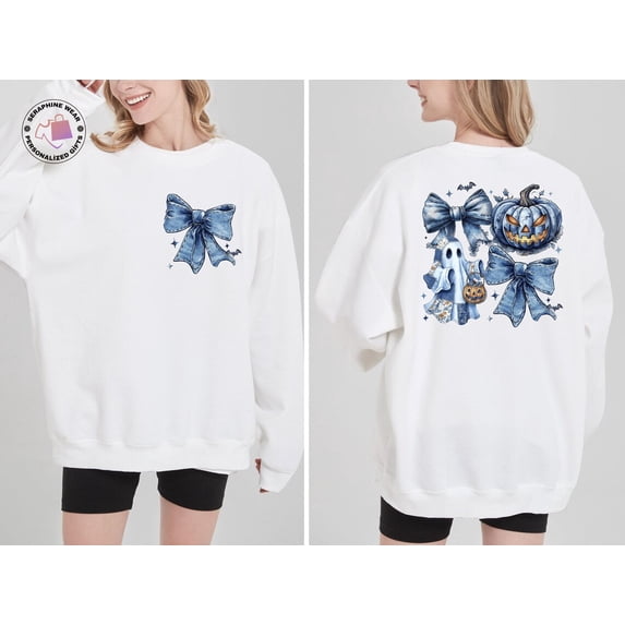 Coquette Blue Denim Ghost Sweatshirt: Spooky Outfit All Size S-5Xl ...