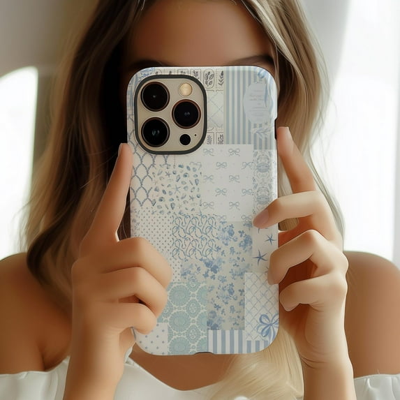Coquette Blue Seashell Floral Cottagecore Case for iPhone 17 through 11 ...