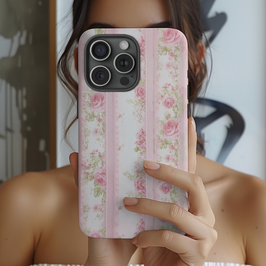 Coquette Blushing Rose Floral Lace Pink Wildflower Botanical Case 11 12 ...
