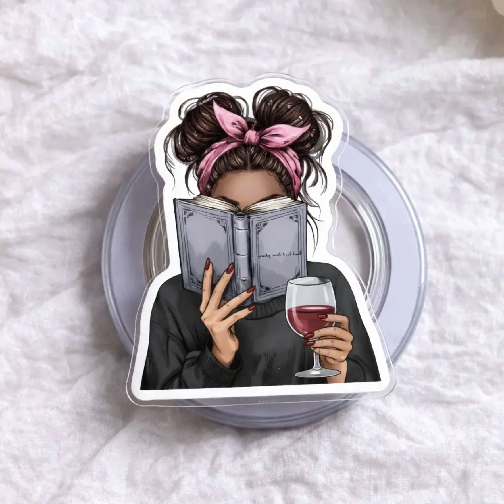 Coquette Book and Wine Girl Magsafe Phone Grip - Magnetic Pop Socket ...