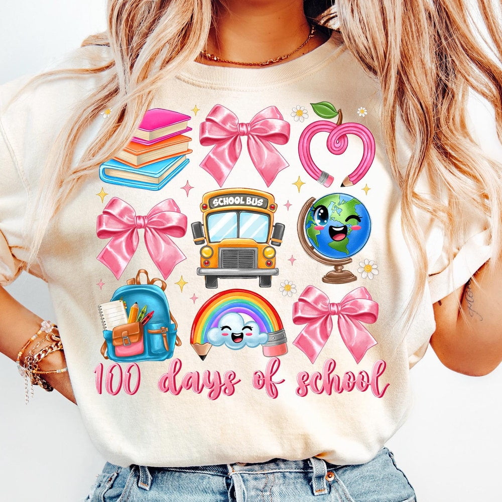 Coquette Bow 100 Day Of School Shirt, School Shirt, 100 Day Of School ...
