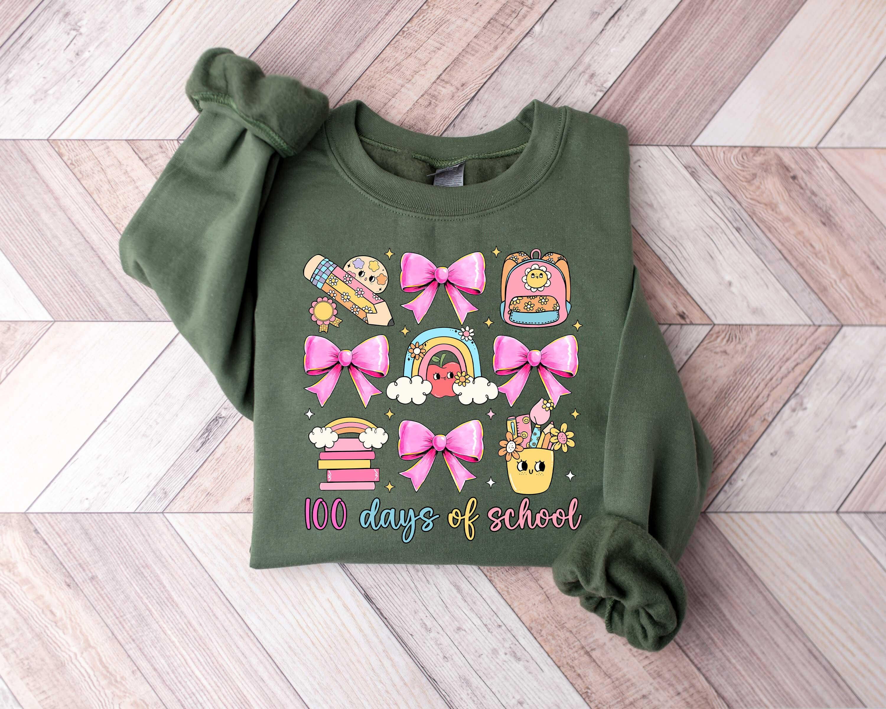 Coquette Bow 100 Days of School Shirt, 100 Days of School Coquette ...