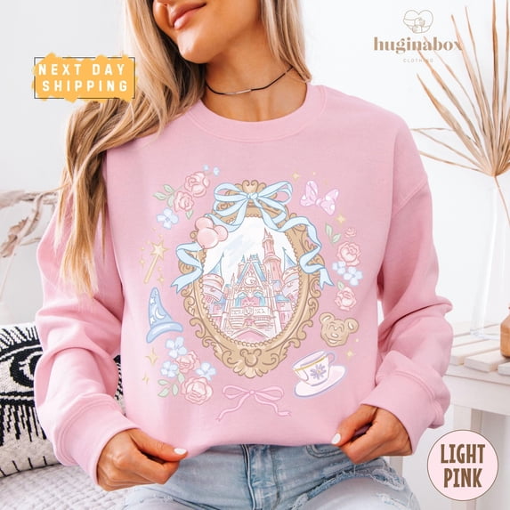 Coquette Bow Castle Sweatshirt - Girly Magic Kingdom Pullover for ...