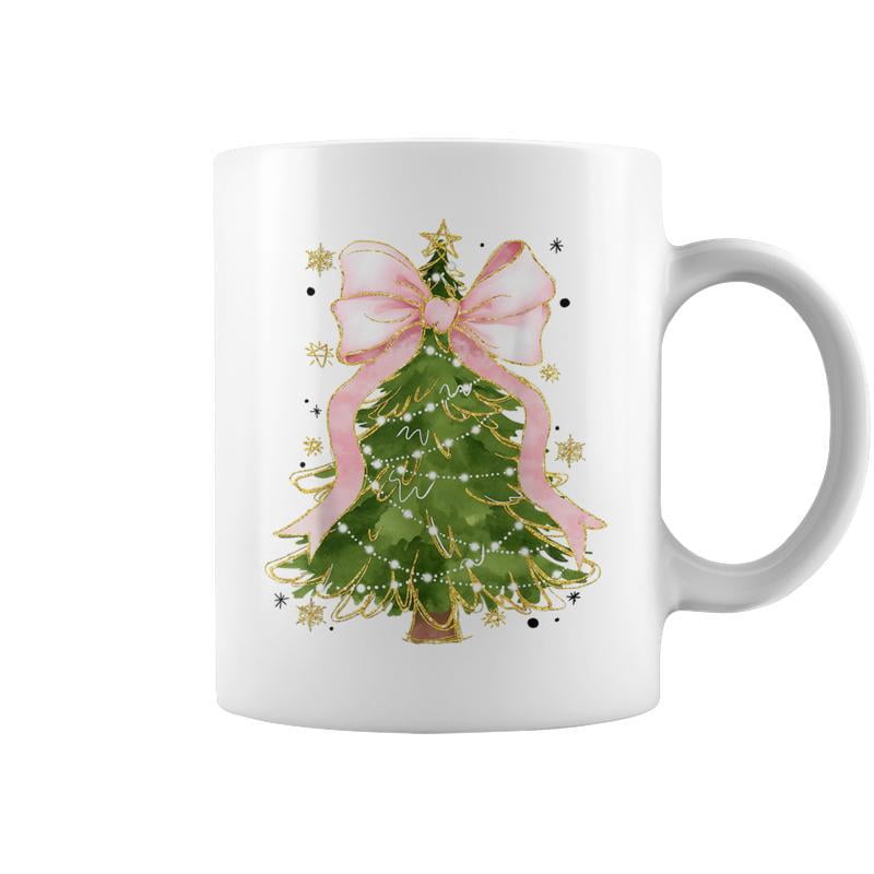 Coquette Bow Christmas Tree Xmas Holiday Girly Outfit Women Coffee Mugs ...