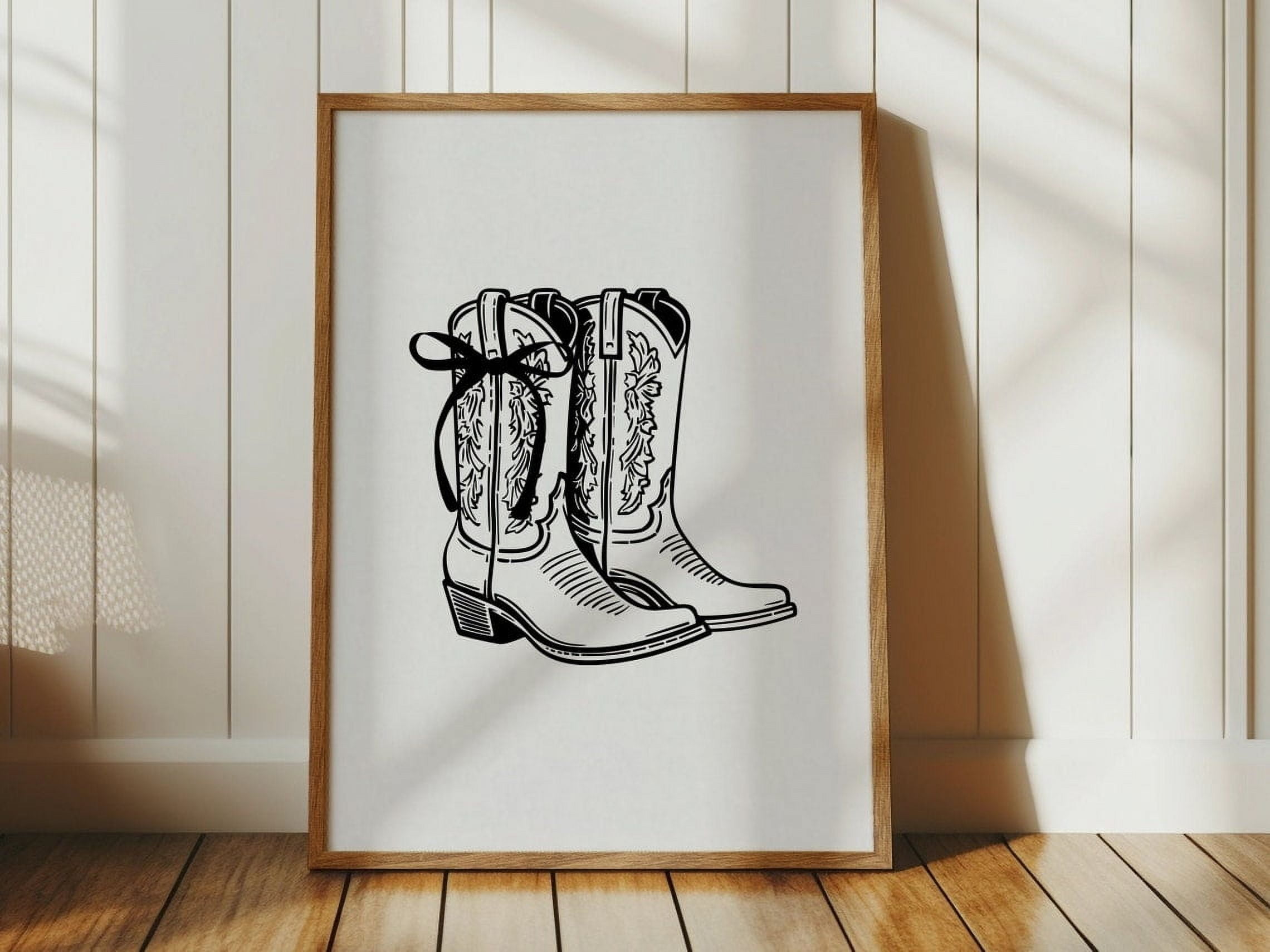 Coquette Bow Cowboy Boot Print, Trendy Cowgirl Poster, Girly Western ...