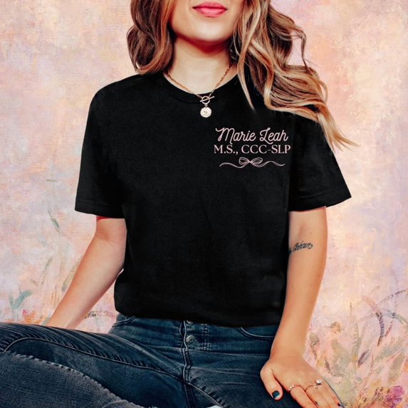 Coquette Bow Custom Name Ms Ccc-Slp Shirt, Personalized Ms Ccc Slp ...