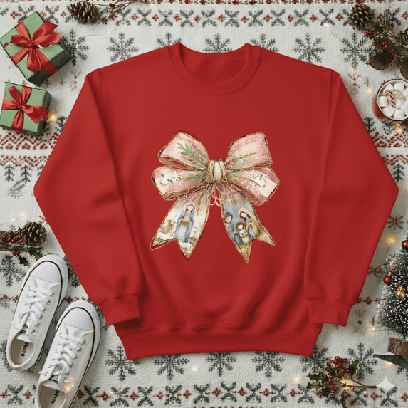 Coquette Bow Elegant Holiday Chic Aesthetic Festive Style Sweatshirt ...