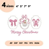 Coquette Bow Embroidery Design, Cute Pink Ribbon Santa Embroidery File ...