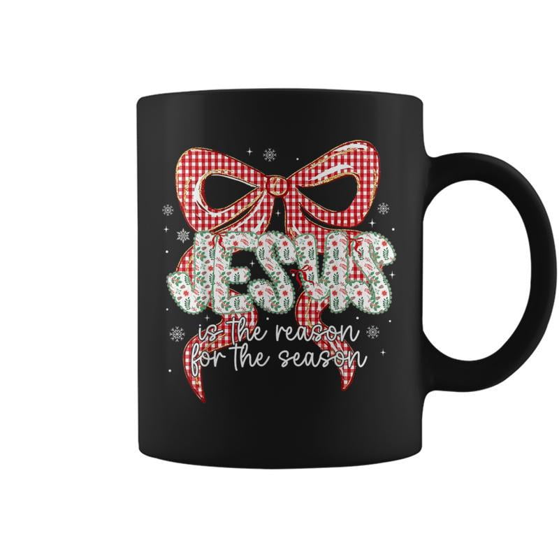 Coquette Bow Jesus Is The Reason For The Season Christmas Coffee Mugs ...