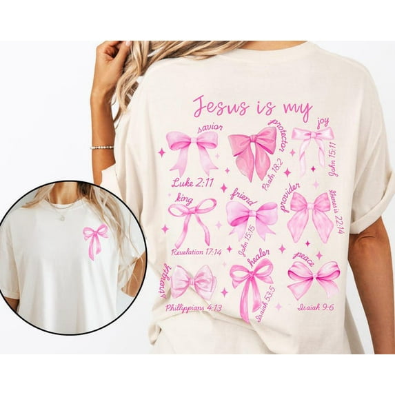 Coquette Bow Jesus Shirt: Trendy Pink Christian Women's Tee - Walmart.com