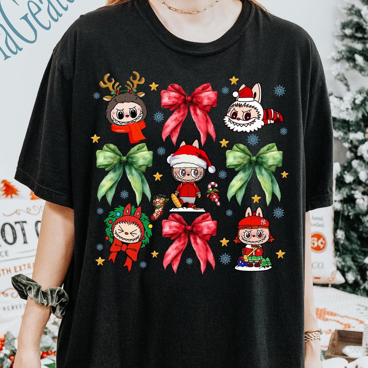 Coquette Bow Labubu Christmas Shirt, Labubu Lover Shirt, Labubu Monster ...