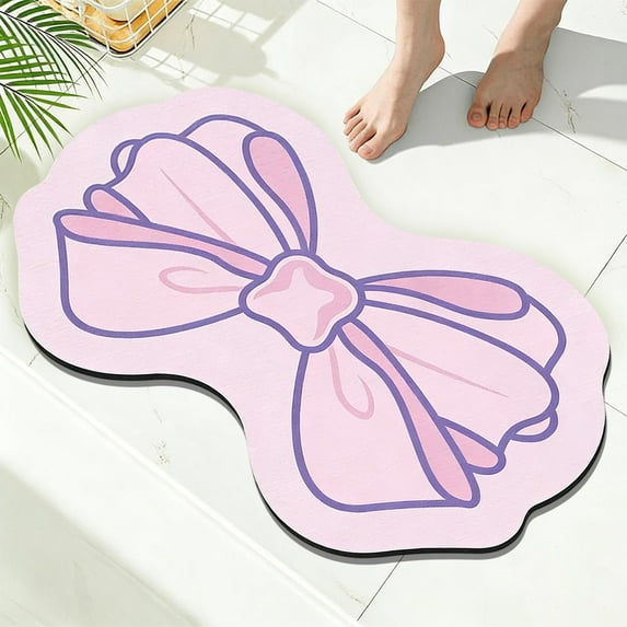 Coquette Bow Non Slip Bathmat Rug, Washable Absorbent Bedside Rug for ...