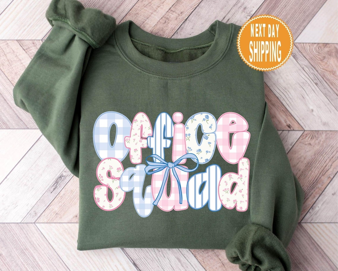 Coquette Bow Office Squad Sweatshirt: Admin Secretary Team Apparel ...