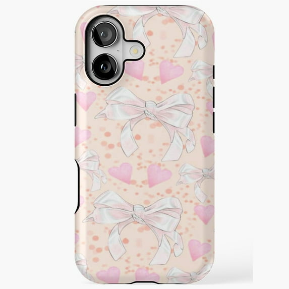 Coquette Bow Pattern Aesthetic Phone Case with iPhone 17 to 11 Pro Max ...