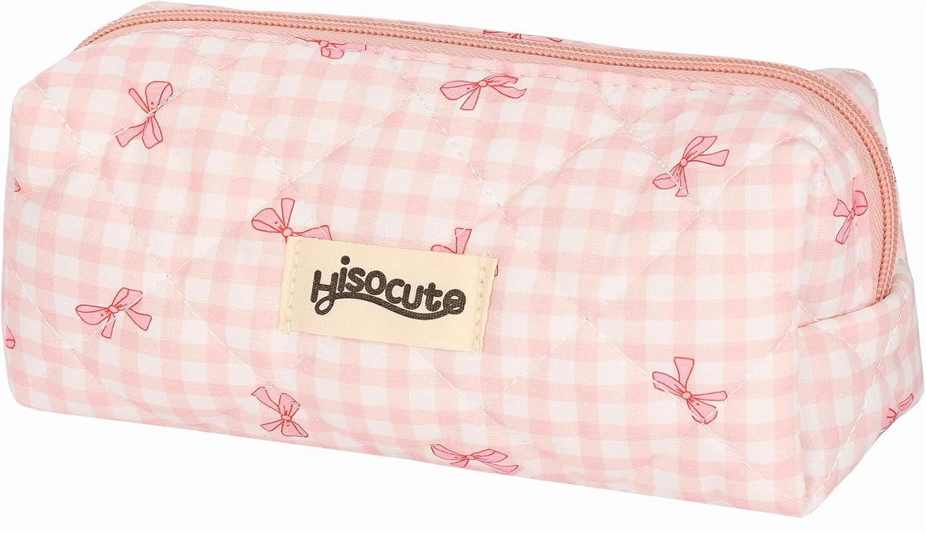 Coquette Bow Pencil Pouch, Cute Pink Bow Checkered Pencil Case, Soft ...