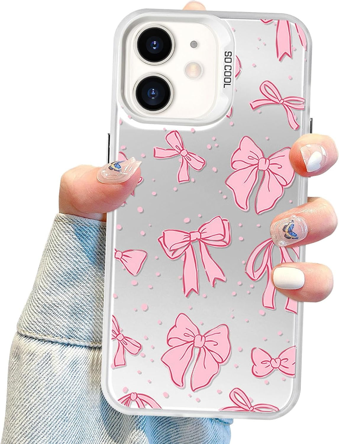 Coquette Bow Phone Case for iPhone 11, Cute Pink Ribbon Bow Aesthetic Case for Women Girls ...