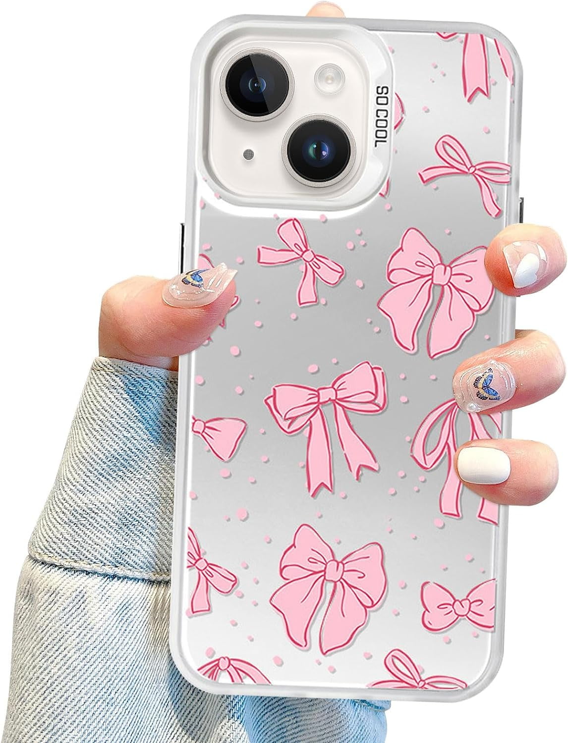 Coquette Bow Phone Case for iPhone 15 Plus, Cute Pink Ribbon Bow ...