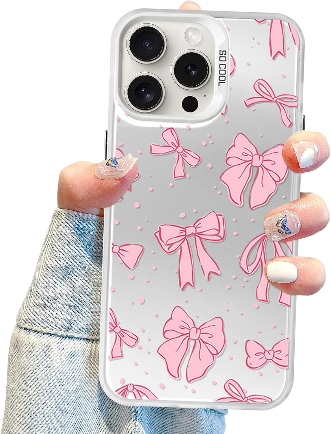 Coquette Bow Phone Case for iPhone 15 Pro, Cute Pink Ribbon Bow ...