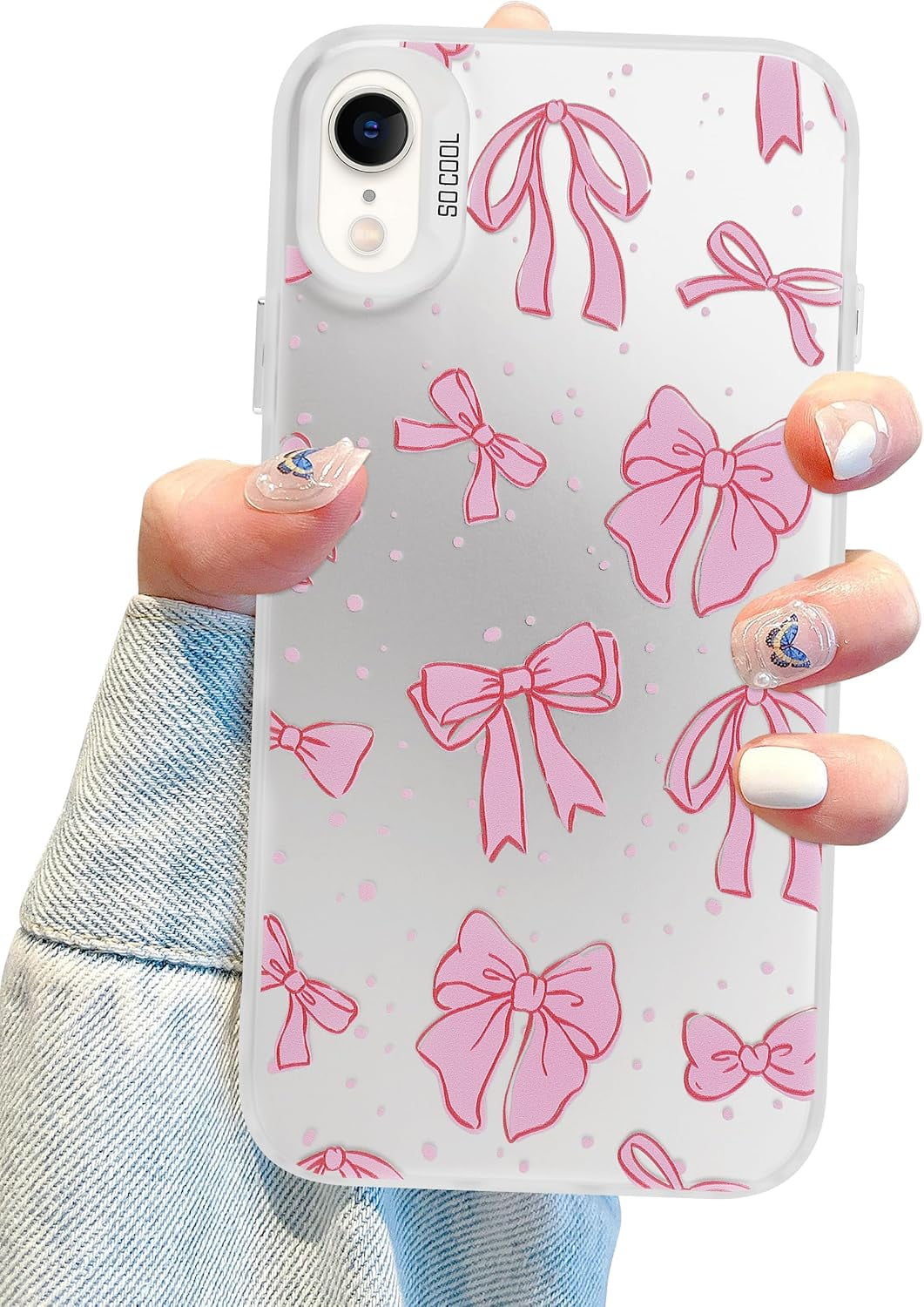Coquette Bow Phone Case for iPhone XR, Cute Pink Ribbon Bow Aesthetic Case for Women Girls ...