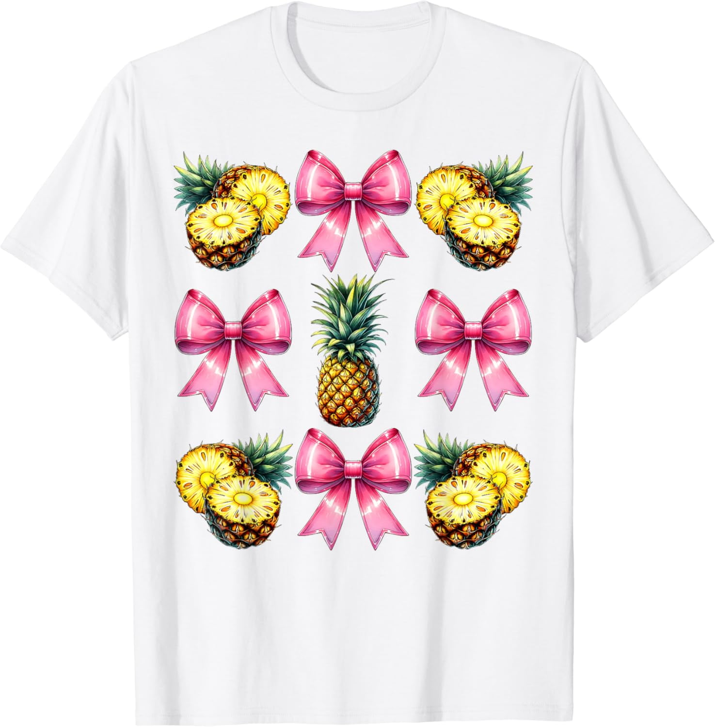Coquette Bow Pineapple Hawaii Pink Hawaiian Mom Mothers Day T-Shirt100 ...
