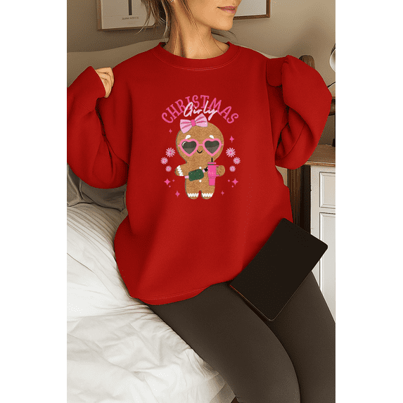 Coquette Bow Pink Gingerbread Girly Christmas Graphic Sweatshirt, for ...