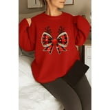 Coquette Bow Reindeer Nose Pattern Christmas Holiday Fun Sweatshirt ...