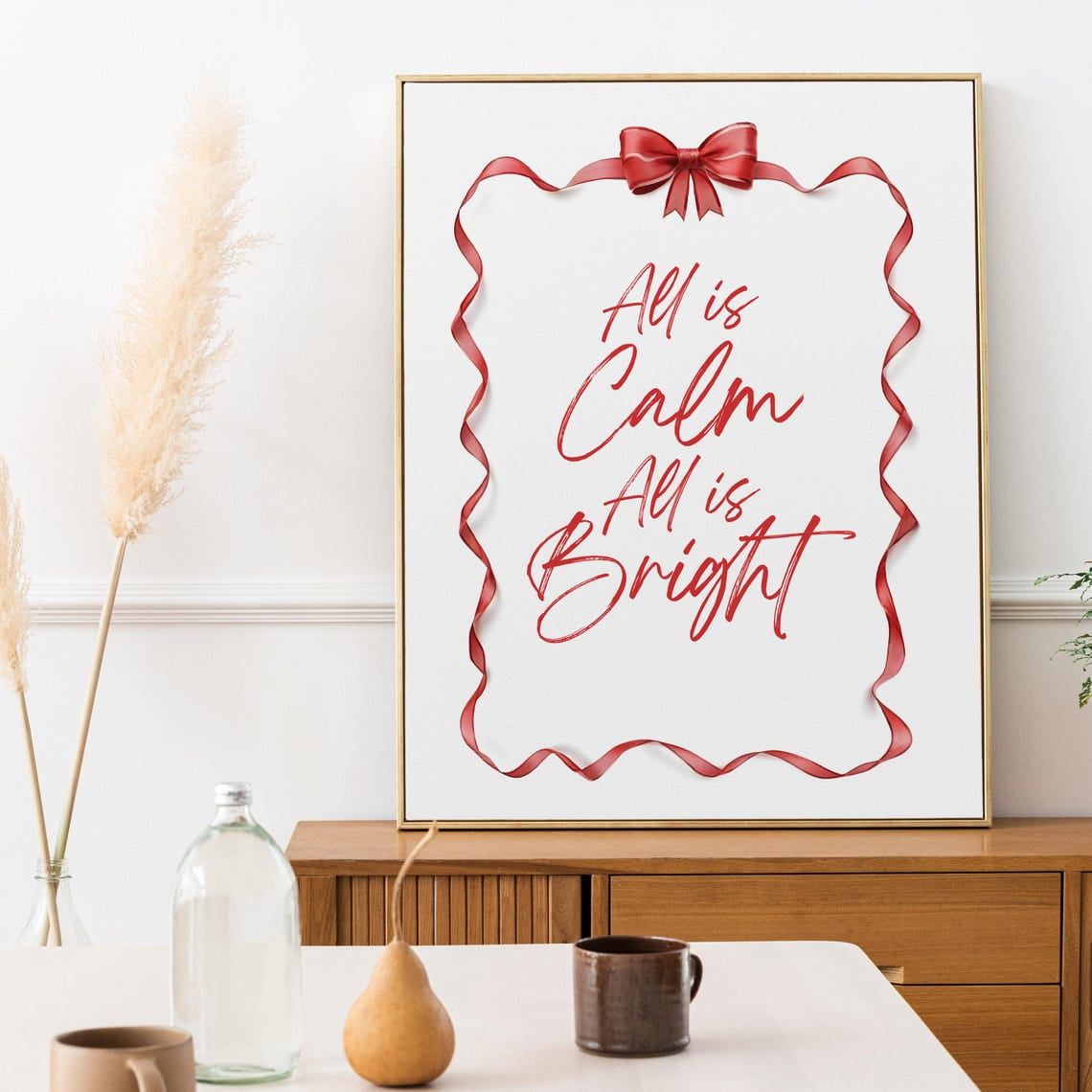 Coquette Bow Ribbon Poster - All Is Calm All Is Bright Wall Art ...