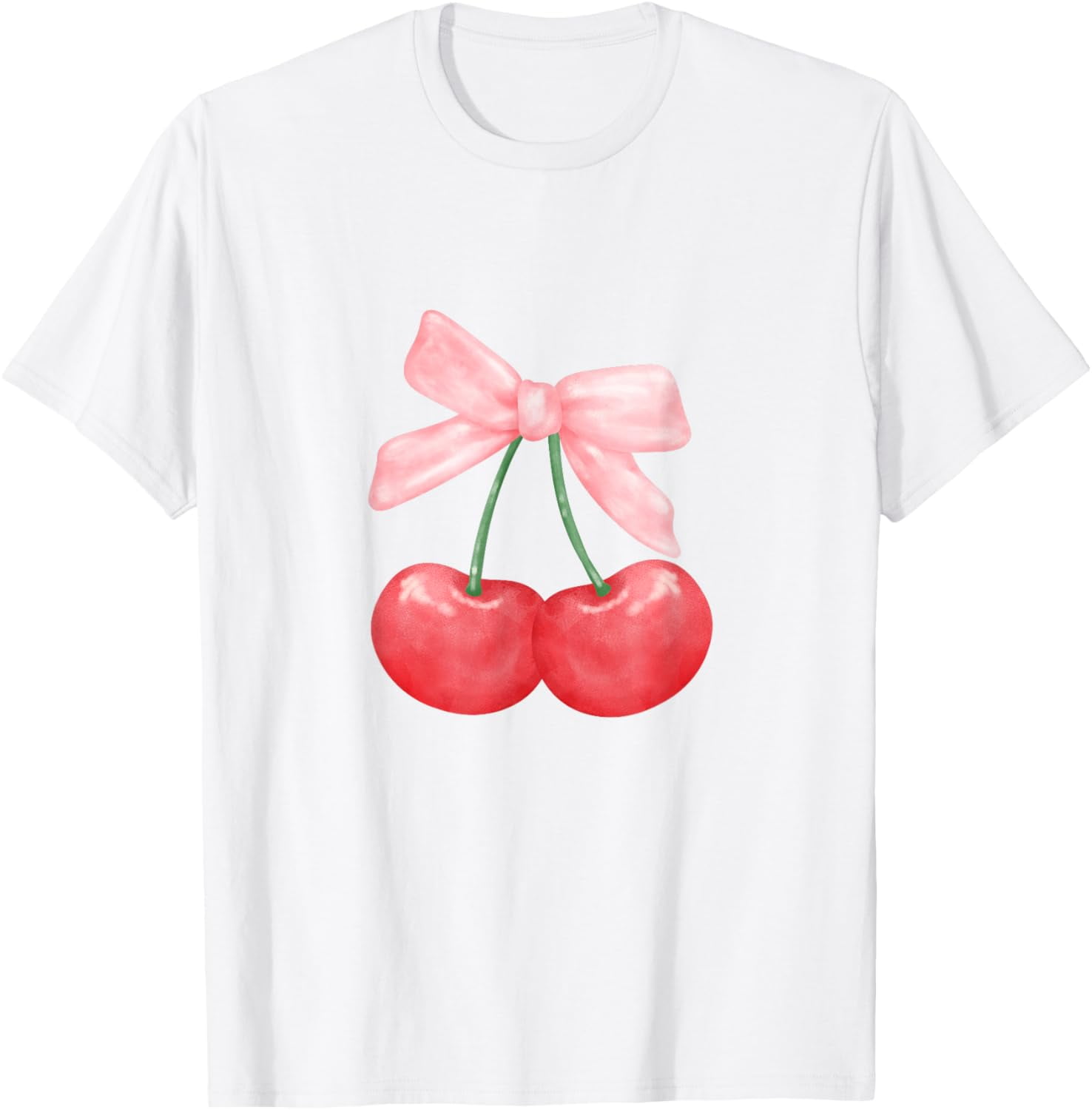 Coquette Bow Simple Pink Cute Girl Cherries T-Shirt - Walmart.com