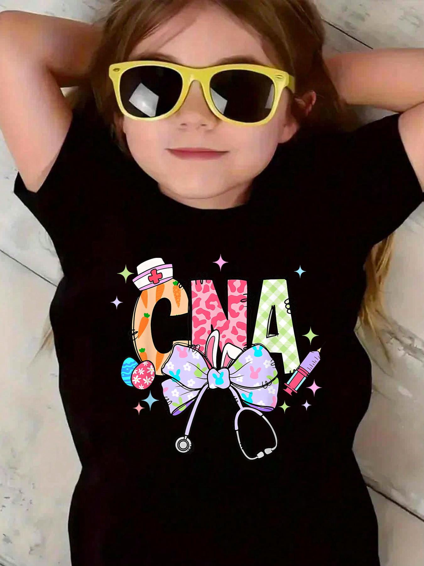 Coquette Bow Stethoscope CNA Nurse Happy Easter Day Kids T-Shirt ...