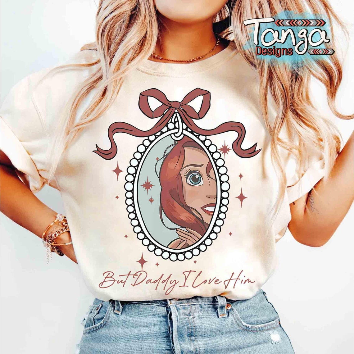 Coquette Bow Watercolor But Daddy I Love Him T-Shirt, Ariel Princess ...