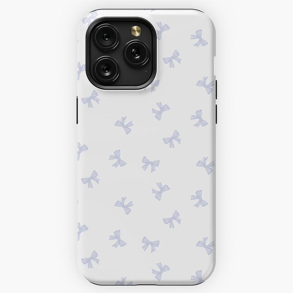 Coquette Bows Tossed Periwinkle Preppy Pattern iPhone Case 17 16 15 14 ...