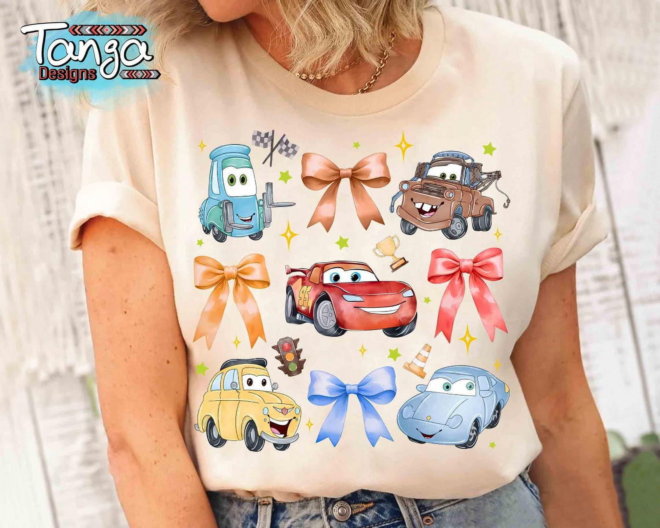 Coquette Bows Watercolor Disney Cars Shirt, Pixar Cars T-shirt ...