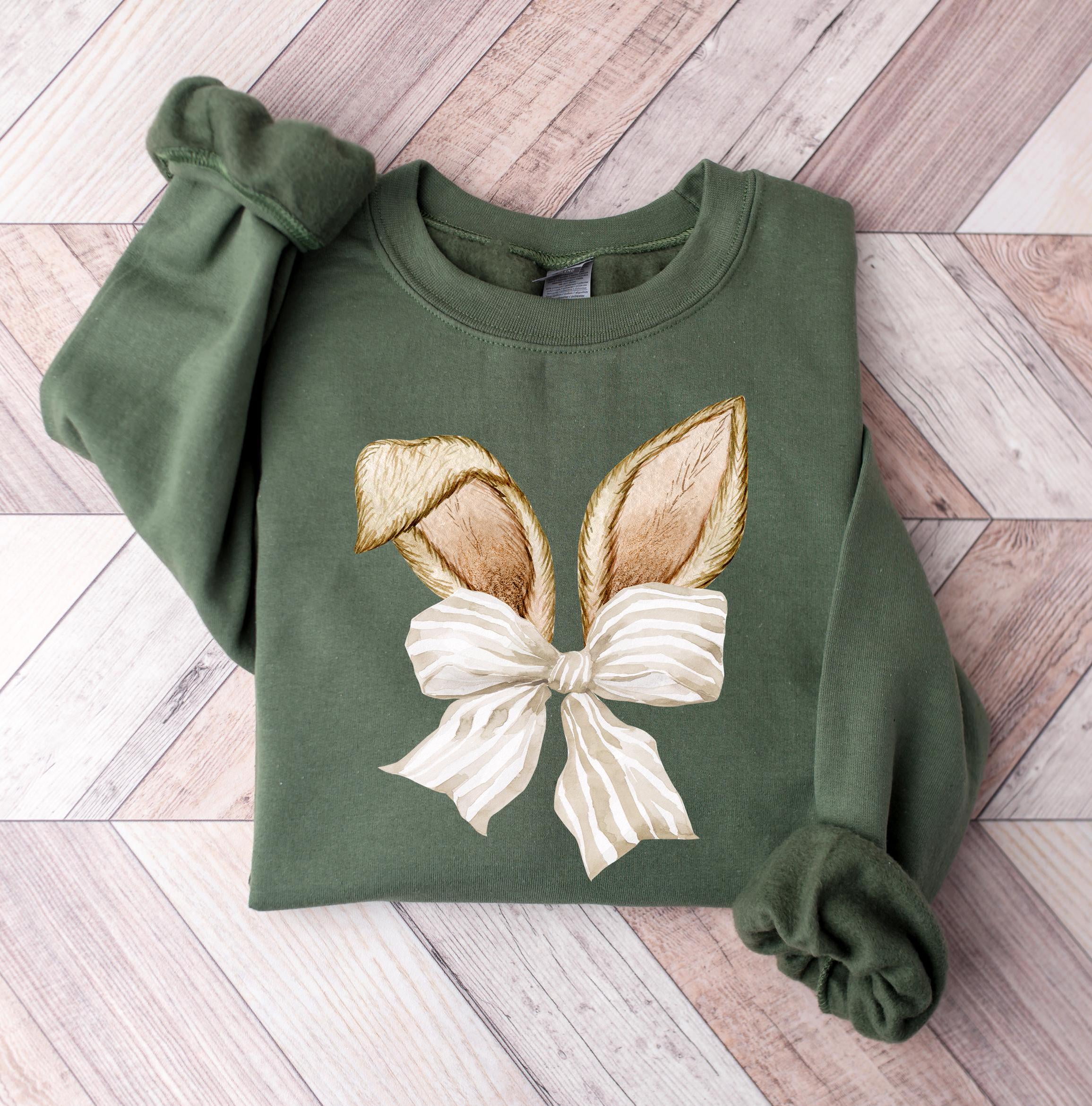 Coquette Bunny Ears T-Shirt Cute Bow Easter T-Shirt for Women Aesthetic ...