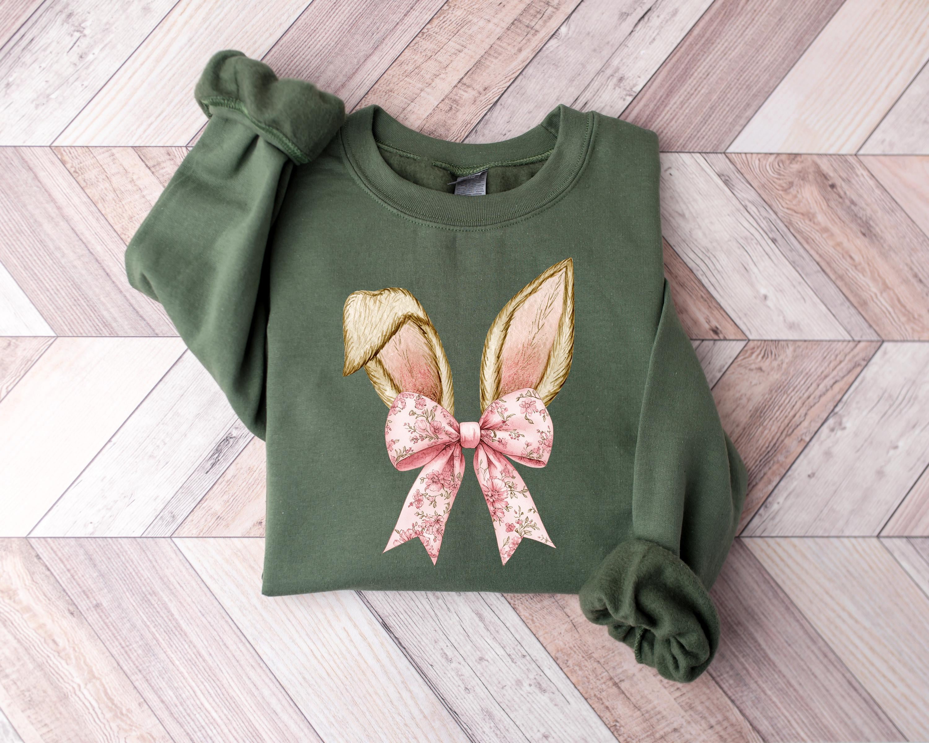 Coquette Bunny Ears T-Shirt, Cute Easter Bunny Shirt, Aesthetic Soft ...