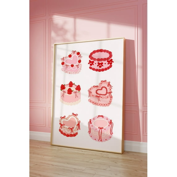 Coquette Cake Poster Sweet Cute Red Pink Girly Cakes Poster Wall Art ...