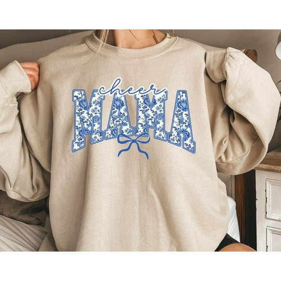 Coquette Cheer Mama Sweatshirt Cheer Mom Cottagecore Sweatshirt Floral ...