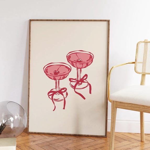 Coquette Cherry Cocktail Poster Red Valentine S Bar Art Kitchen Wall ...