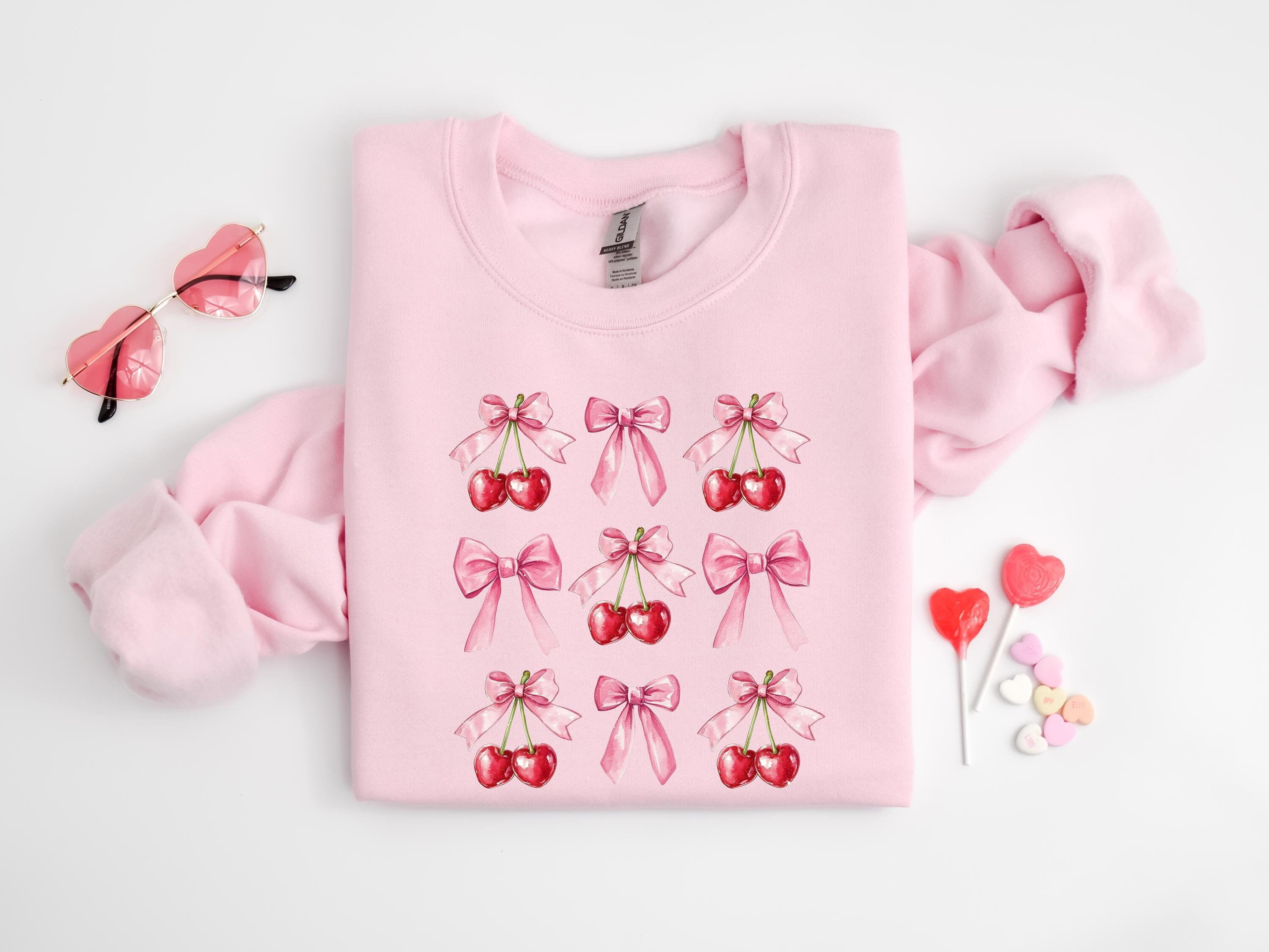 Coquette Cherry Valentine Heart Bow T-Shirt, Retro Valentine Shirt ...