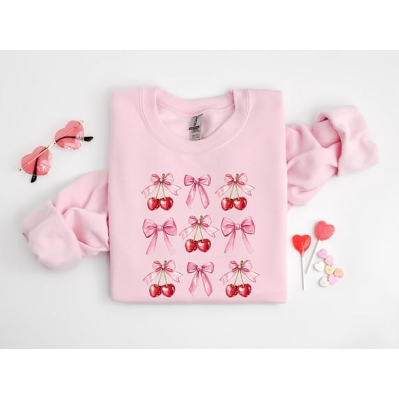 Coquette Cherry Valentine Heart Bow T-Shirt, Retro Valentine Shirt ...
