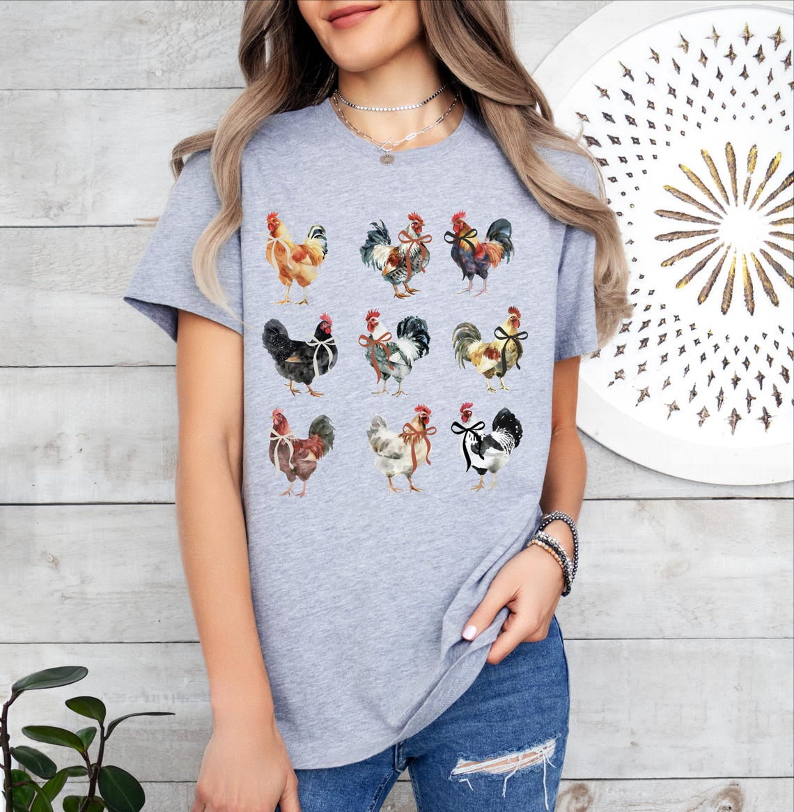 Coquette Chickens Shirt, Cute Chicken Lady Gifts,Chickens Bows Shirt ...