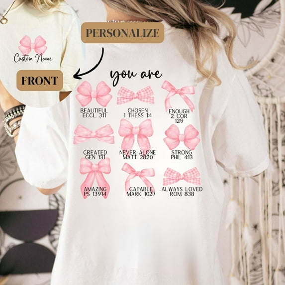 Coquette Christian Graphic Shirt: Pink Bow Religious 147 Tshirt All ...
