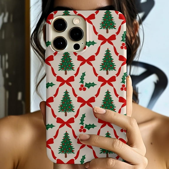 Coquette Christmas Bow Holly Phone Case for 17 16 15 14 13 12 11 Pro ...