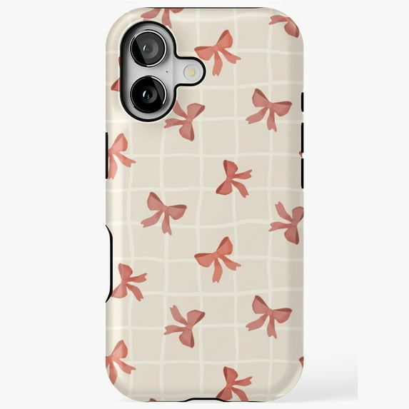 Coquette Christmas Bows Pattern Phone Case with iPhone 17 to 11 Pro Max ...