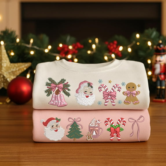 Coquette Christmas Embroidered Bundle Design, Christmas Tree Embroidery ...