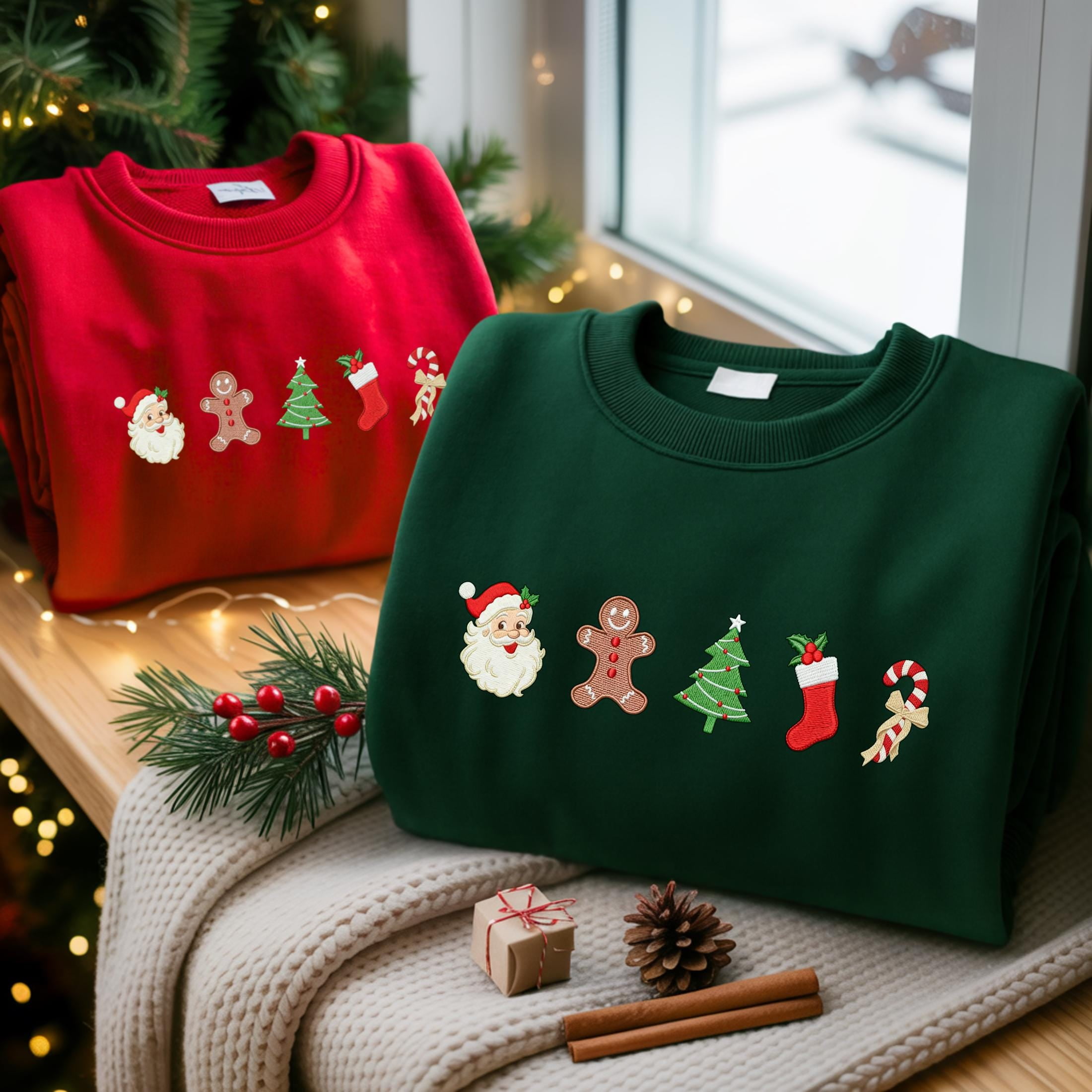 Coquette Christmas Embroidered Sweatshirt, Christmas Tree Embroidery ...